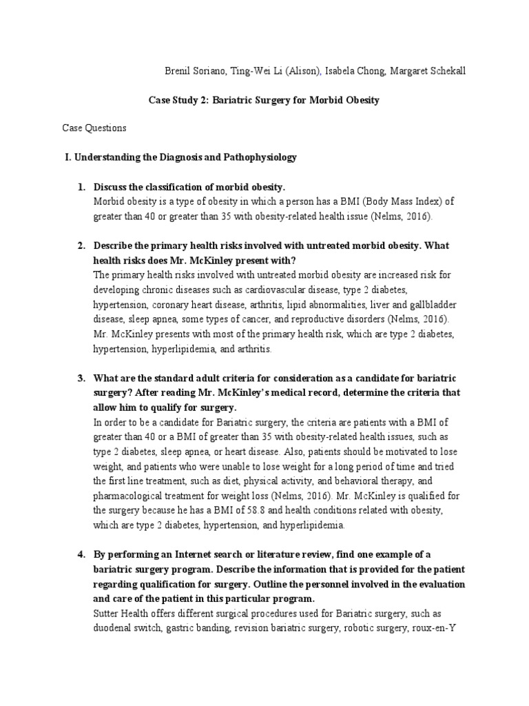 Morbid Obesity Case Study | PDF | Bariatric Surgery | Obesity