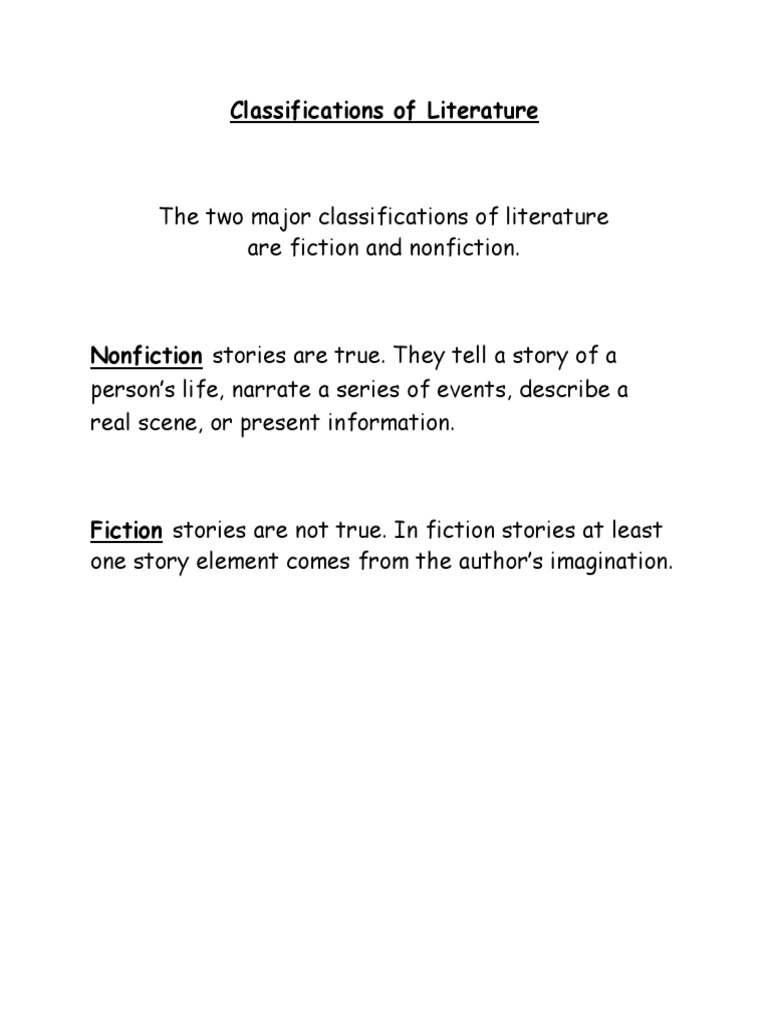 Fiction vs. Nonfiction Literature Types | PDF