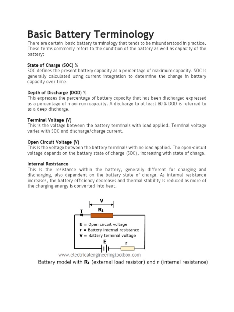 Basic Battery Terminology | PDF | Electrical Resistance And Conductance | Voltage