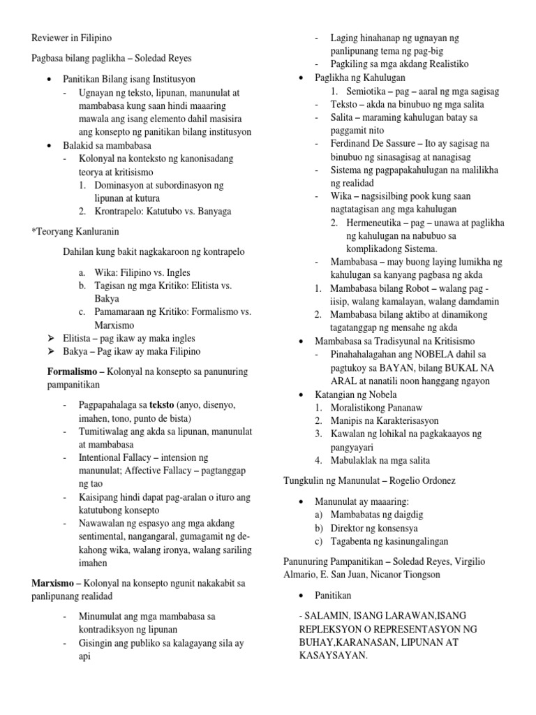 SOSLIT Reviewer | PDF