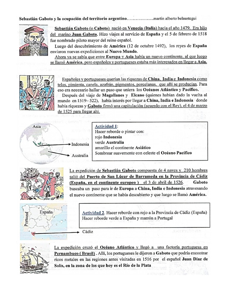 + Sebastián Gaboto y La Ocupación Del Territorio Argentino | PDF