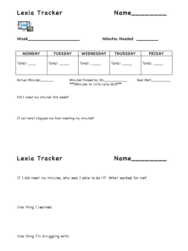 Lovett Student Tracker Sheet | PDF
