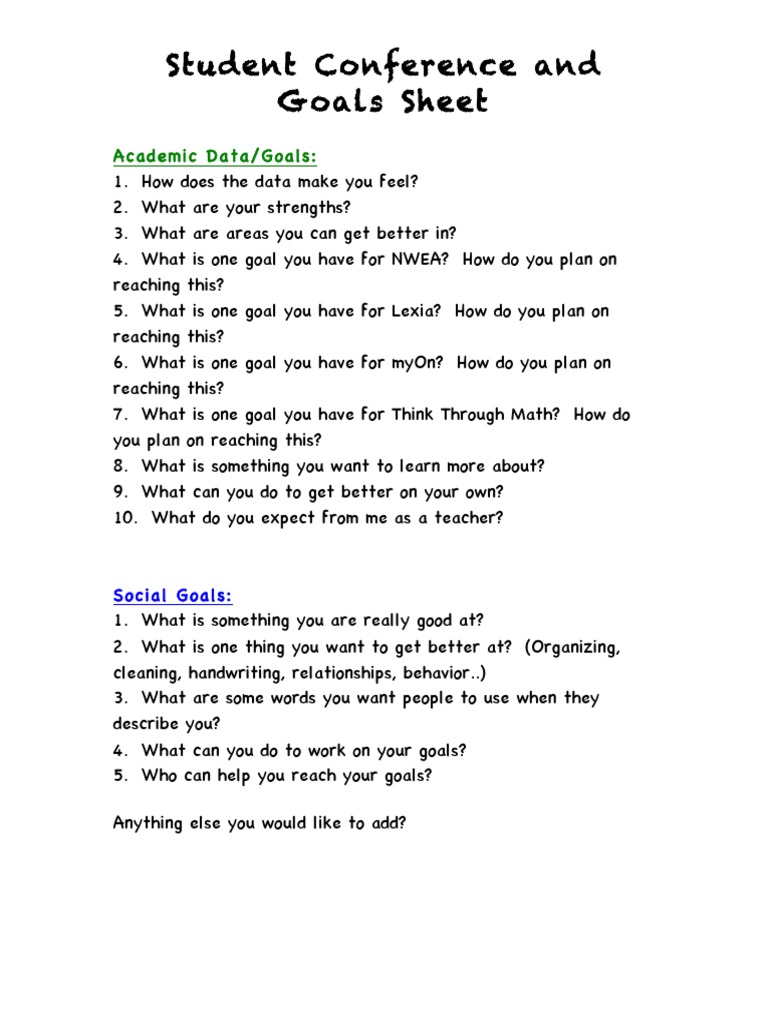 Lovett-Student-Conference-Sheet 1 | PDF