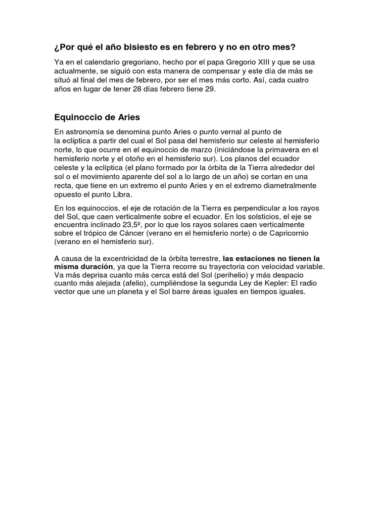 Año Bisiesto y Equinoccio de Aries | PDF