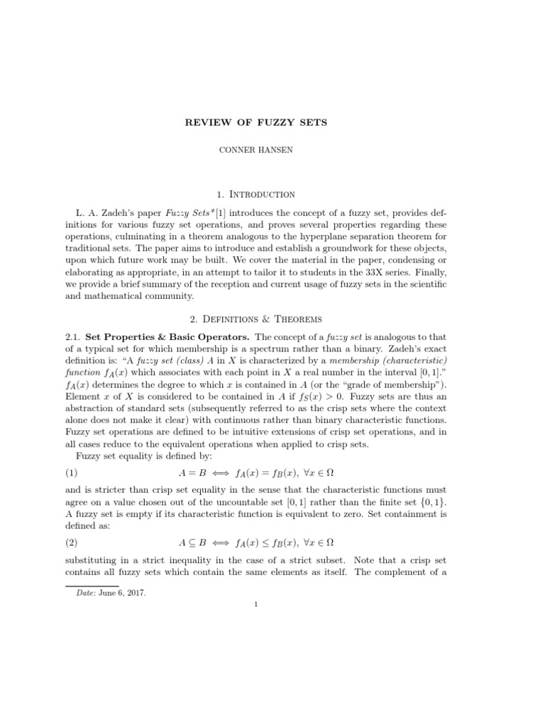 Review of Fuzzy Sets: An Introduction to L.A. Zadeh's Groundbreaking Paper on Fuzzy Set Theory ...