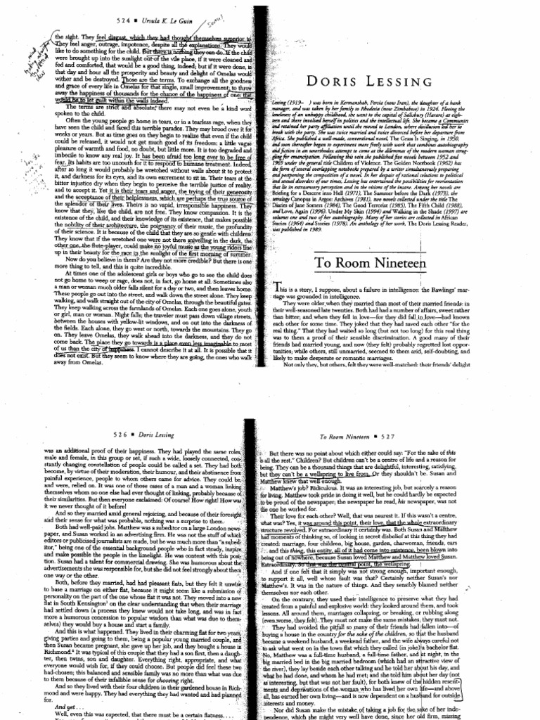 To Room 19 Lessing PDF | PDF