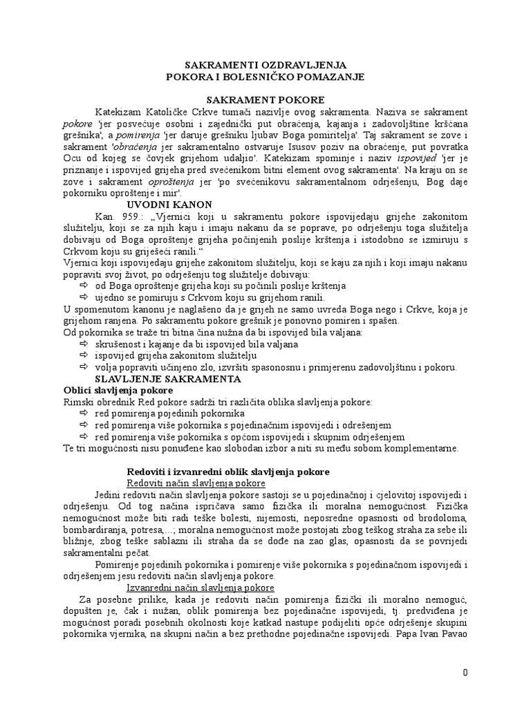 Sakramenti Ozdravljenja | PDF
