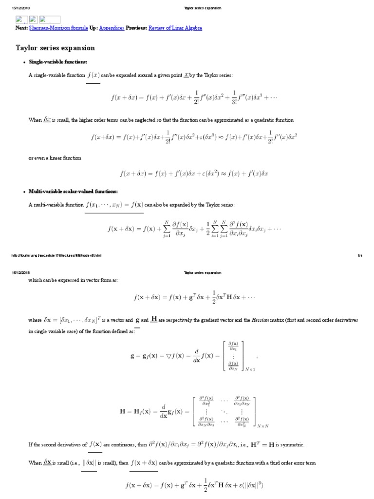 Taylor Series Expansion | PDF | Derivative | Gradient