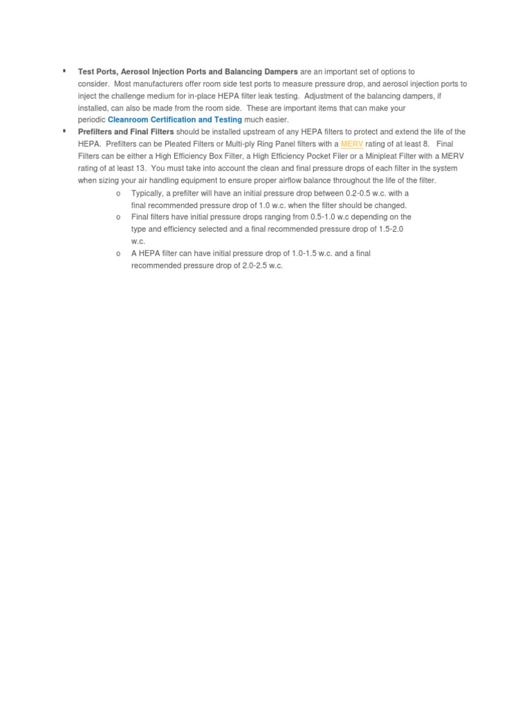 Cleanroom Certification and Testing | PDF