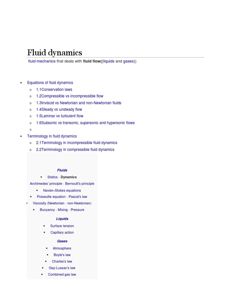 Fluid Dynamics: Fluid Mechanics Liquids Gases | PDF | Fluid Dynamics ...