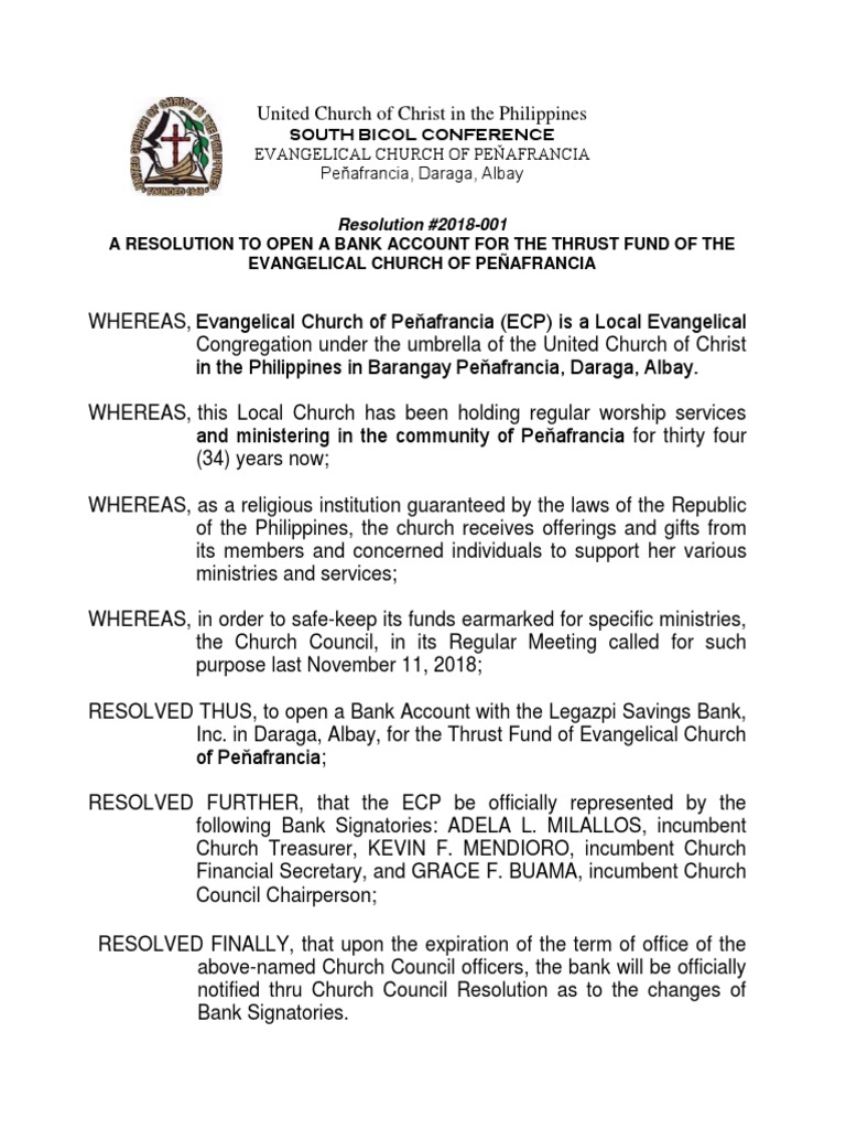 Resolution For Opening A Bank Account With LSB Inc | Download Free PDF ...