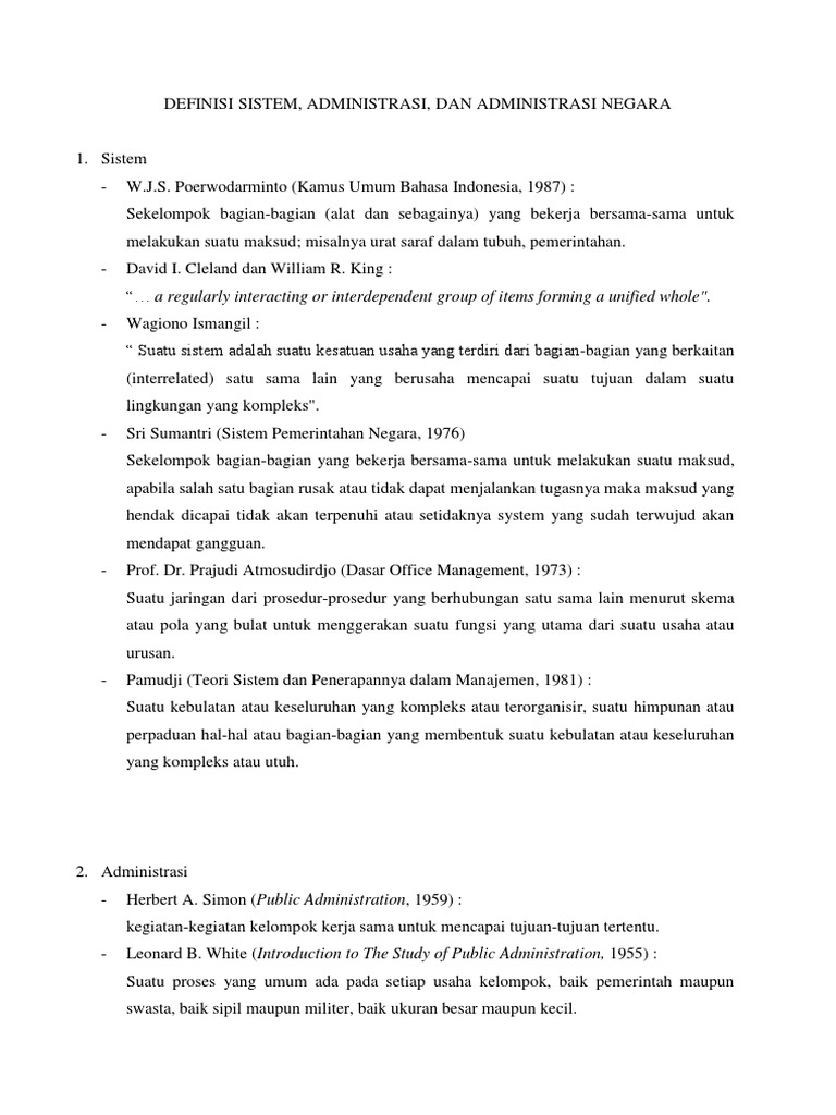Definisi Sistem Administrasi Negara | PDF
