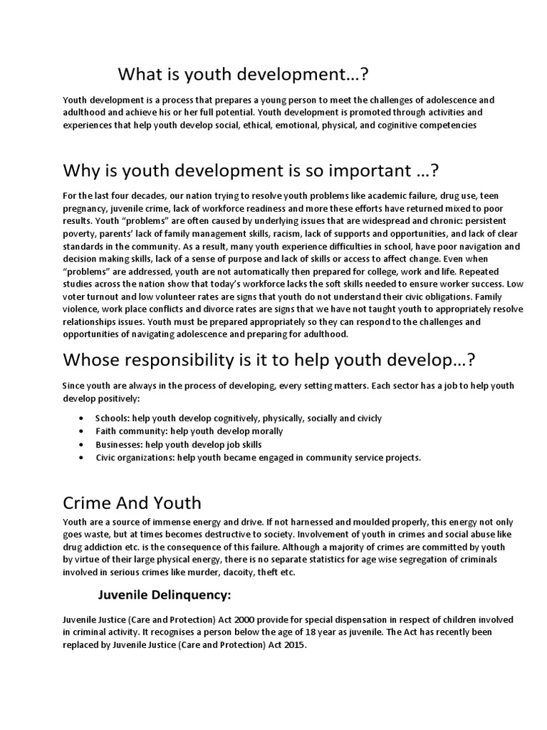 What Is Youth Development | PDF | Entrepreneurship | Juvenile Delinquency
