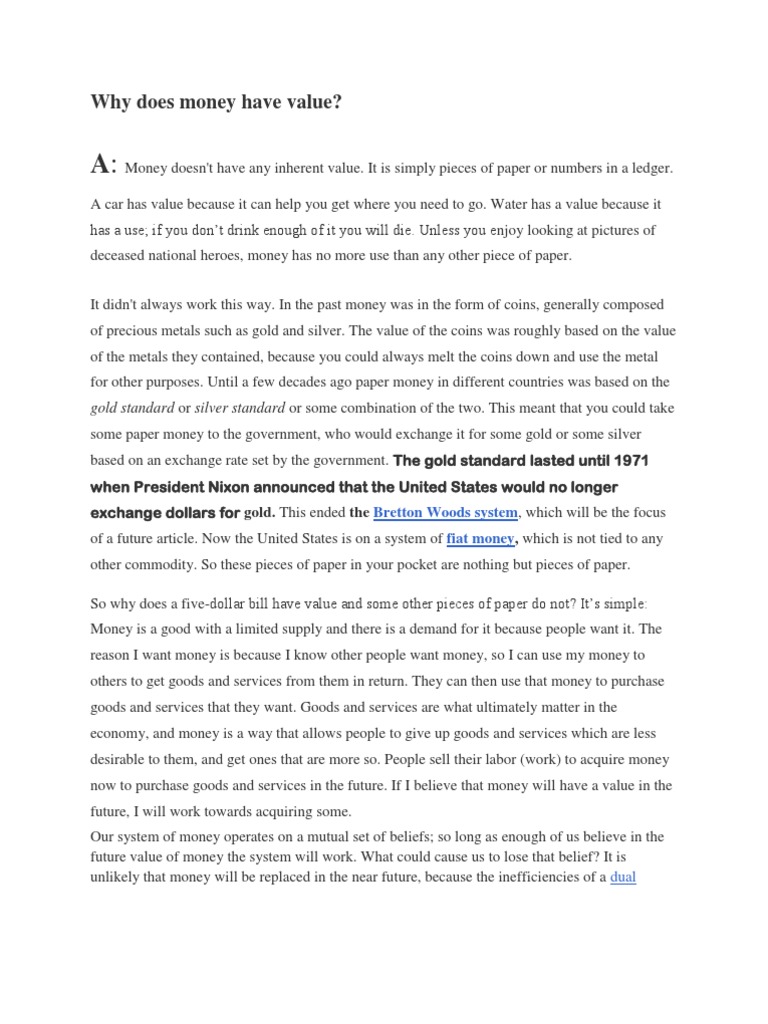 Understanding Money's Value | PDF