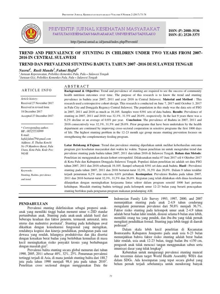 Preventif: Jurnal Kesehatan Masyarakat | PDF