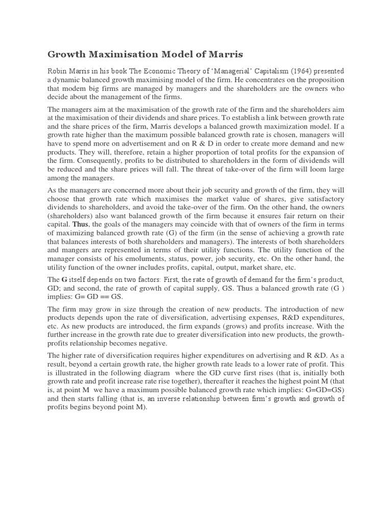 Marris Model (Final) | PDF | Profit (Economics) | Economic Growth