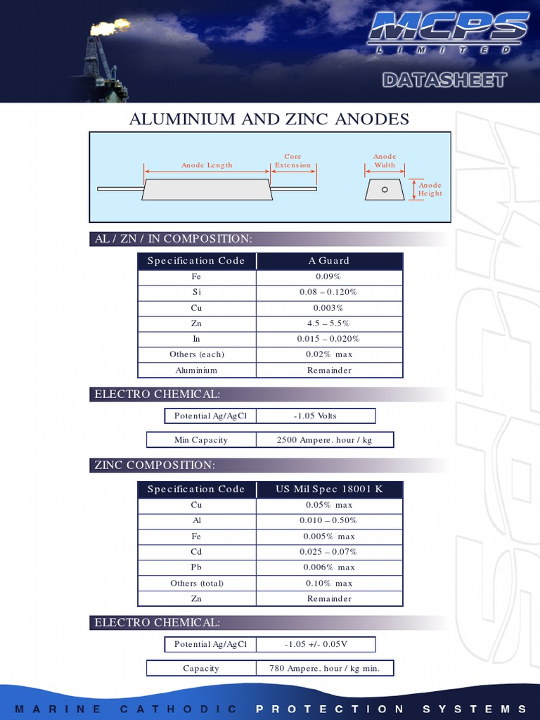 Specifications and Properties of Aluminium-Zinc Alloy Anodes | PDF ...