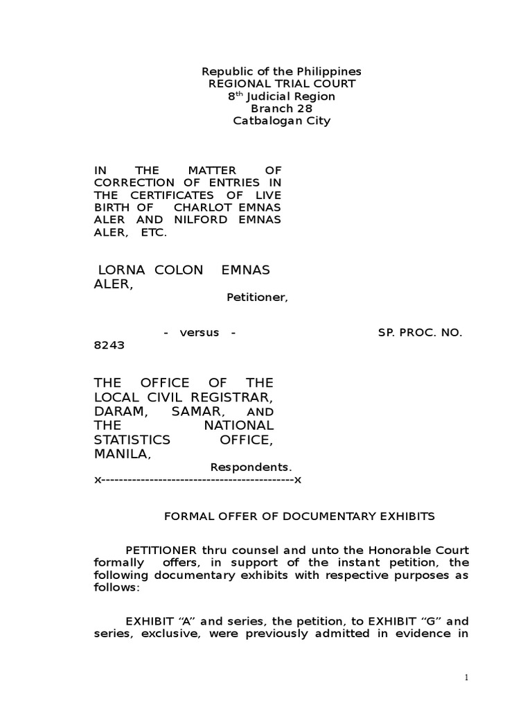 Petition for Correction of Entry Bc (2) | Affidavit | Government