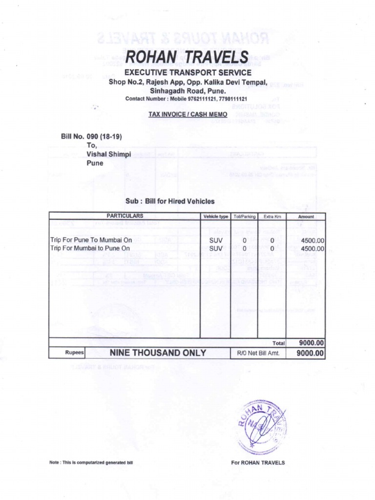 Taxi Bill | PDF
