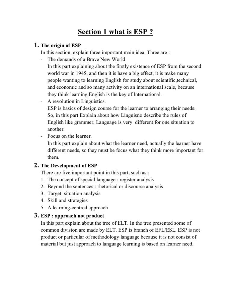 Section 1 What Is ESP | PDF | Learning Theory (Education) | Language ...