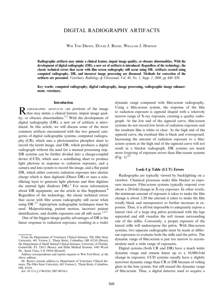 Understanding Digital X-Ray Artifacts | PDF | Radiography | X Ray