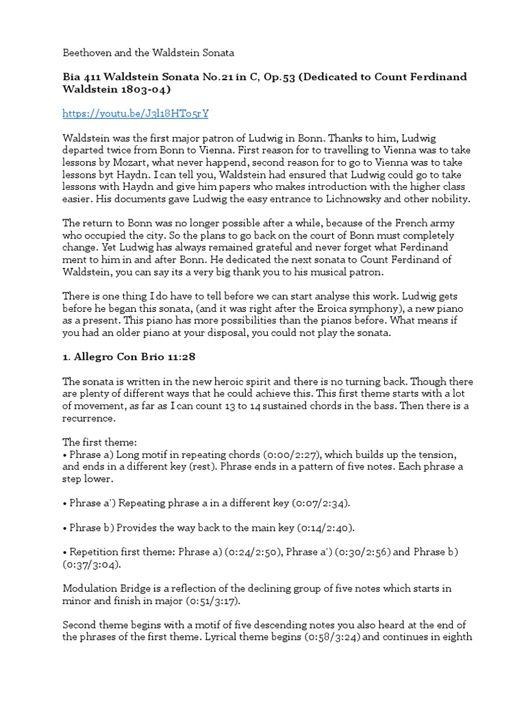 Bia 411 Waldstein Sonata No.21 in C, Op.53 (Dedicated To Count ...