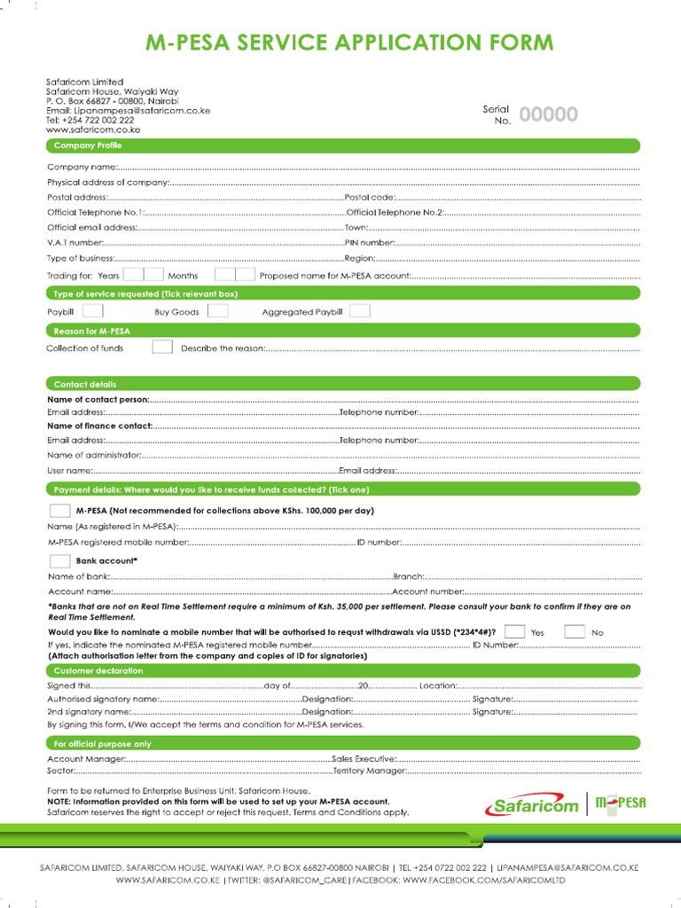 Buy Goods Paybill Application Form TNC | PDF