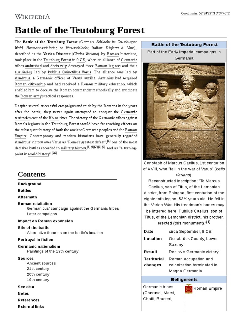 Battle of The Teutoburg Forest | PDF | Ancient Rome