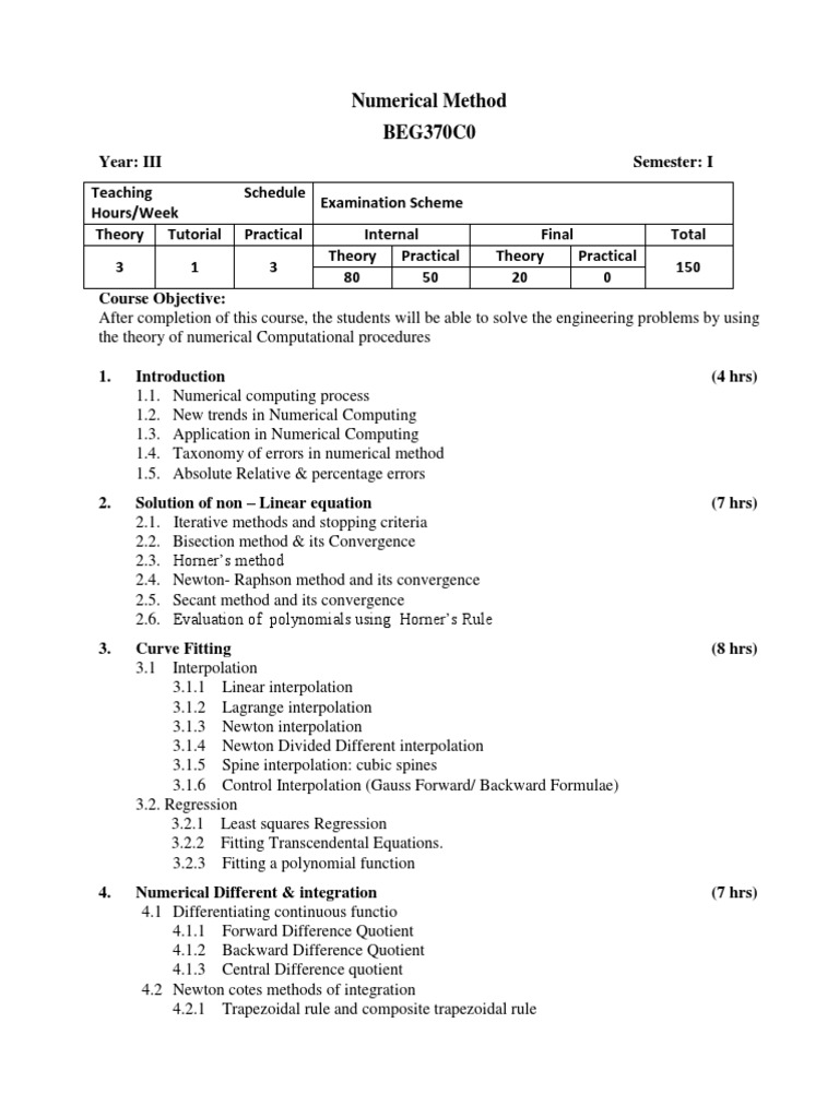 Numerical Method 1 Pdf Numerical Analysis Finite Difference