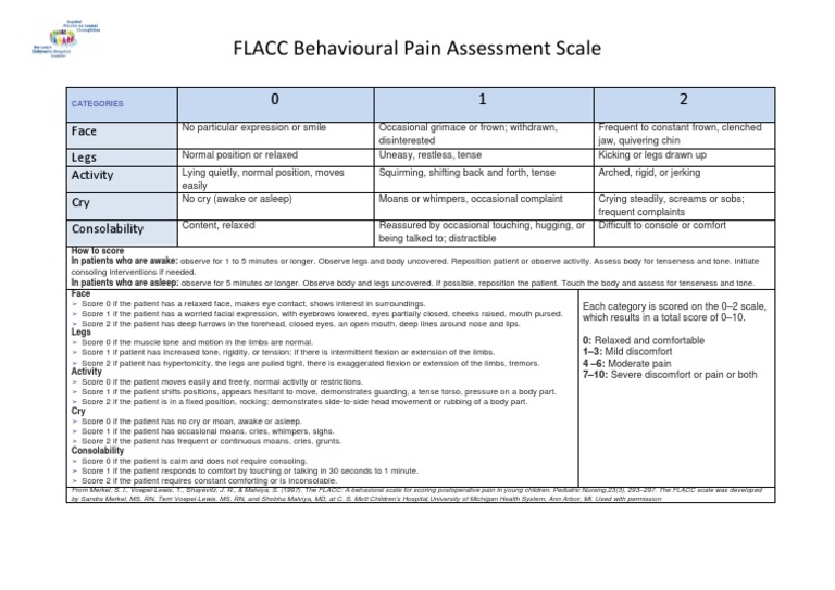 Flacc Scale Pain Assessment