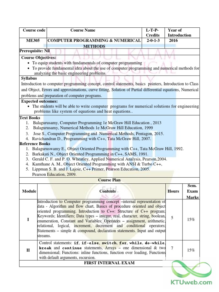 Me305 Computer Programming and Numerical Methods - Image.marked | PDF | Numerical Analysis ...