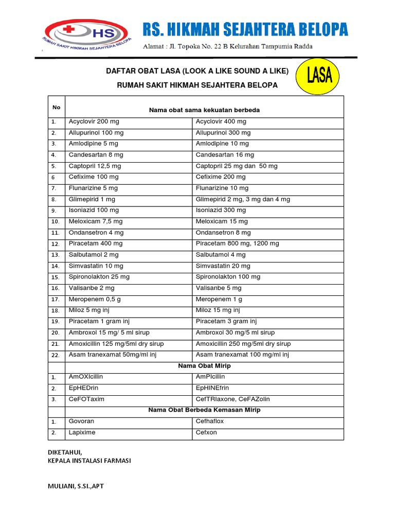 Daftar Obat Lasa | Download Free PDF | Drugs | Pharmacy