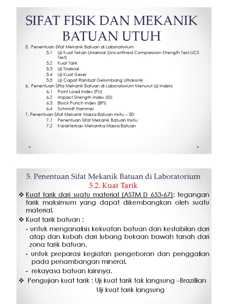 III. Sifat Fisik Dan Mekanik Batuan Utuh Lanjutan | PDF