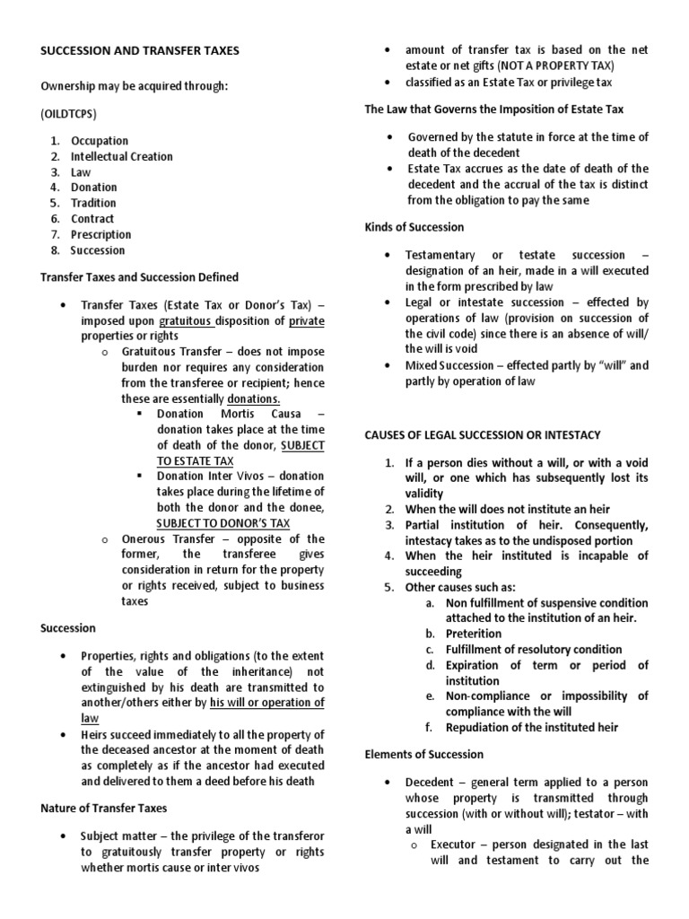 Tax 2 - Succession and Transfer Taxes | PDF | Will And Testament ...