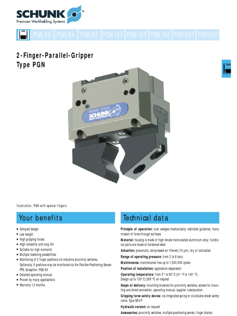 Technical Specifications and Operating Manual for SCHUNK 2-Finger ...