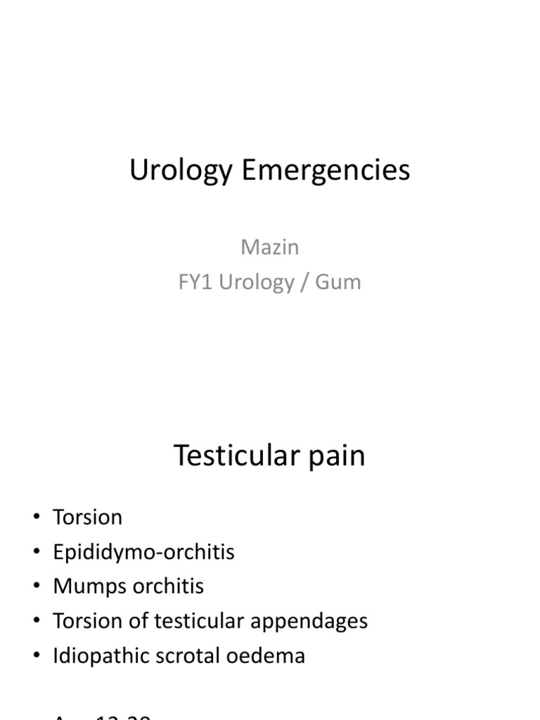 Urologic Emergencies | PDF | Urology | Health Sciences