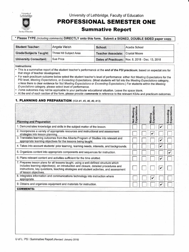 ps1 Evaluation | PDF | Educational Assessment | Teaching