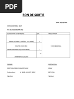 Bon de Sortie Matriel | PDF