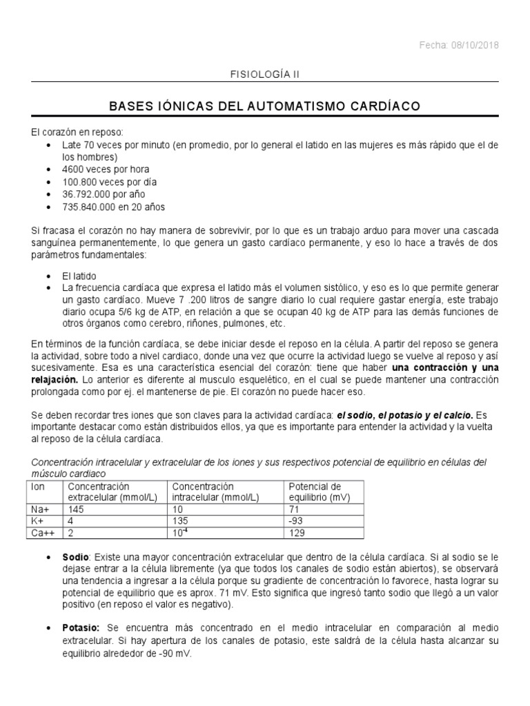Bases Iónicas Del Automatismo Cardiaco I | PDF | Potencial de acción ...