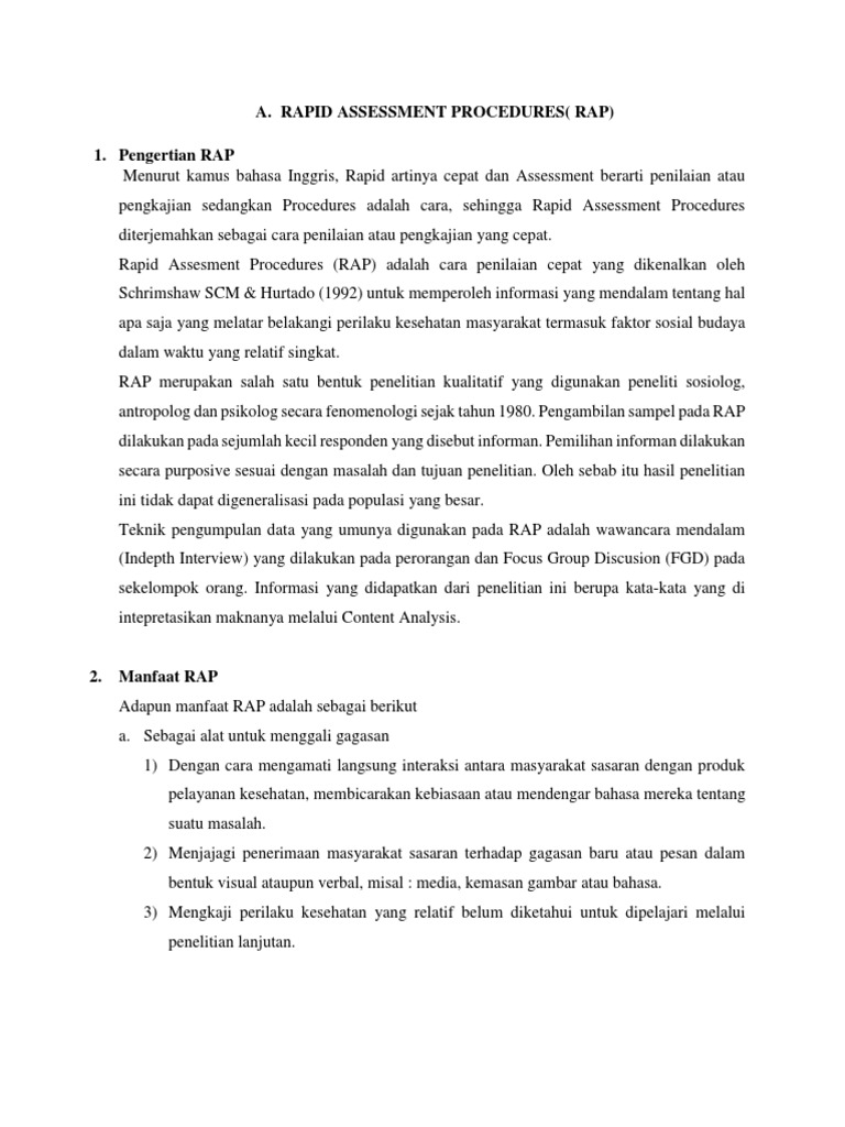Rapid Assessment Procedures | PDF