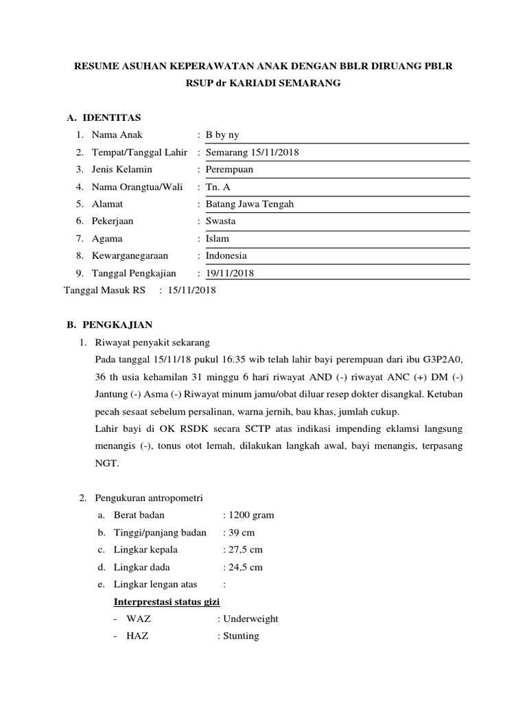 Resume Askep BBLR | PDF