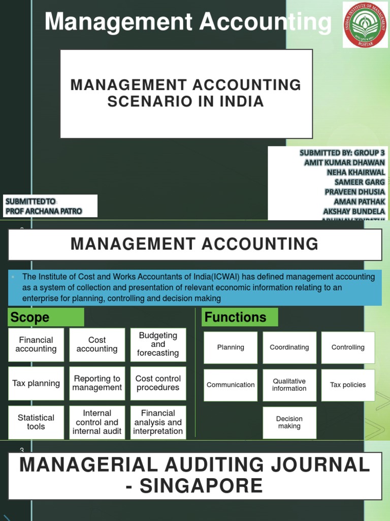 Management Accounting Scenario in India | PDF | Management Accounting ...