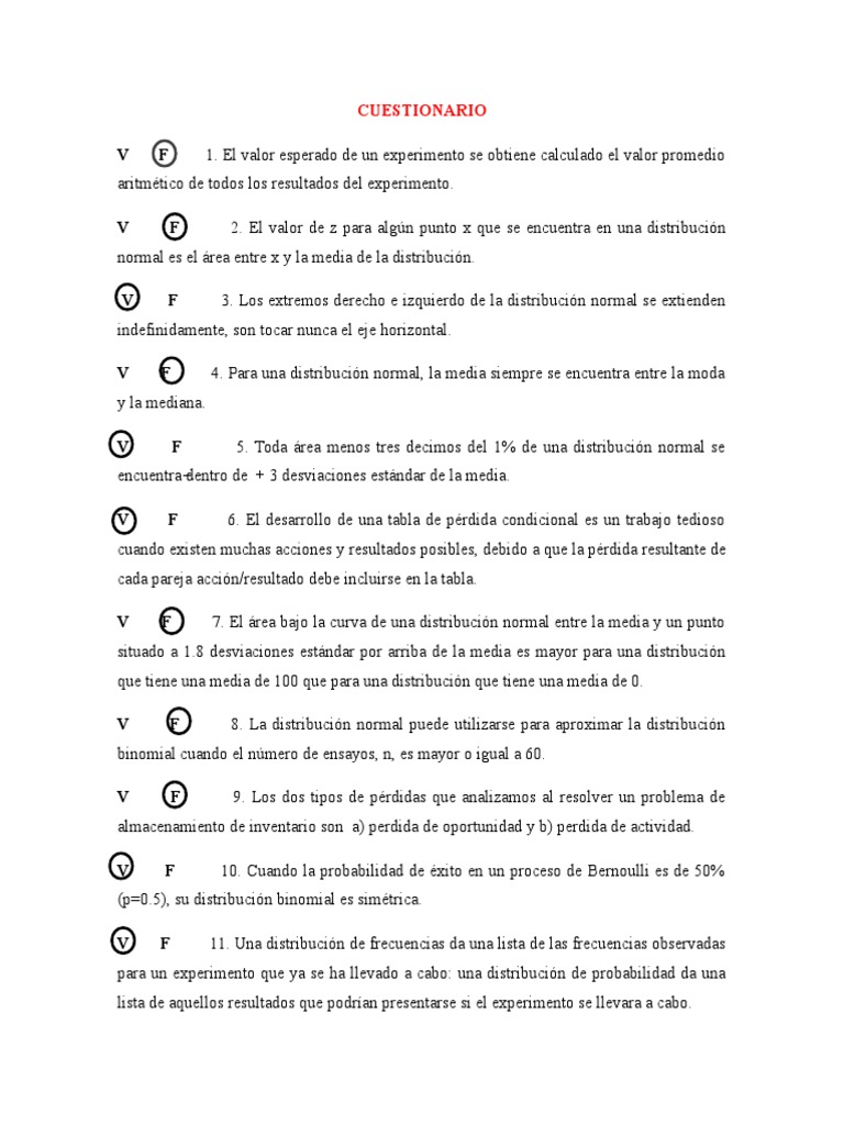 Estadistica-CUESTIONARIO-1.pdf | Distribución de probabilidad | Distribución normal