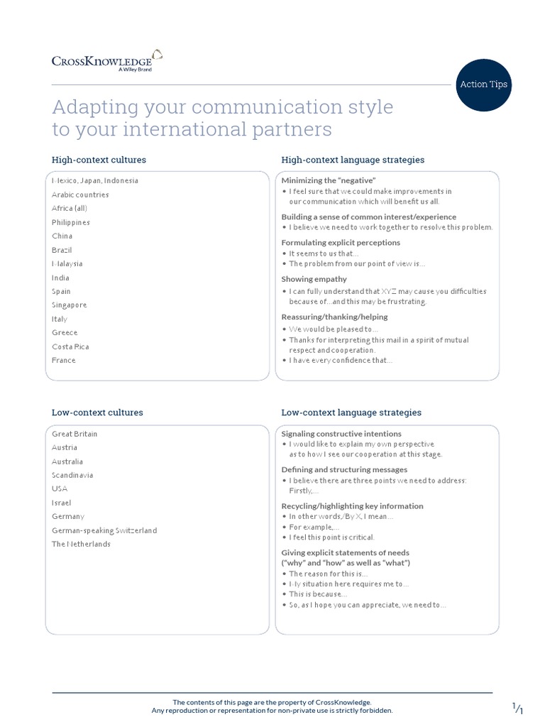 Adapting Your Communication Style To Your International Partners | PDF ...