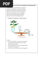 Transpiration Rate Experiment Guide | PDF | Plant Stem | Tissue (Biology)