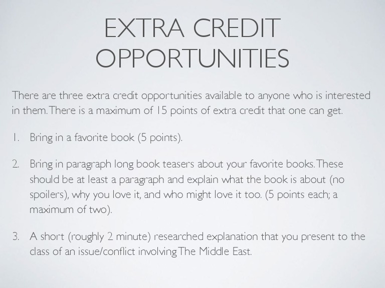 Extra Credit Opportunities | PDF