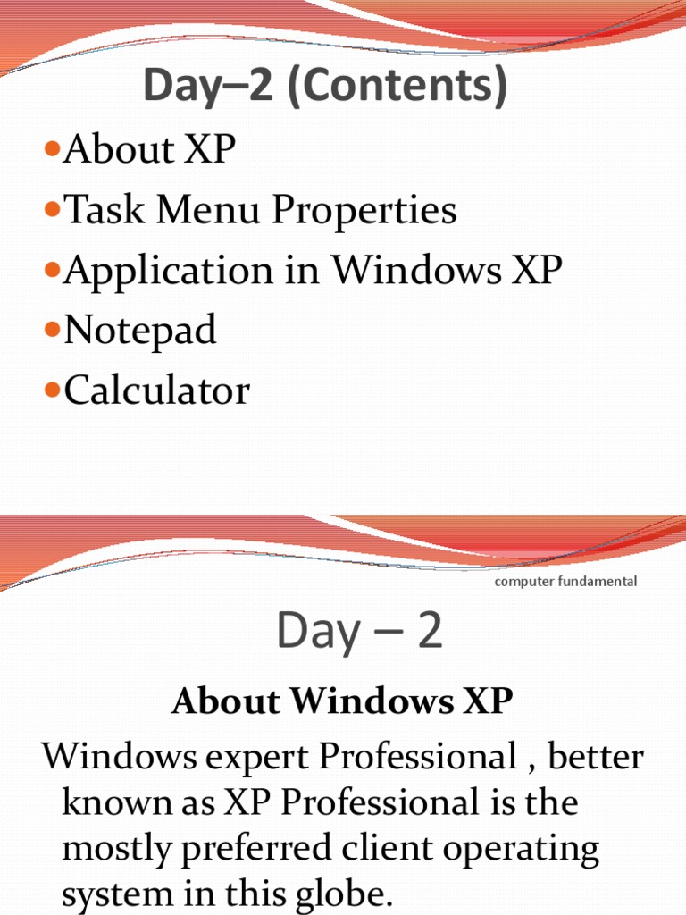 Day-2 (Contents) : About XP Task Menu Properties Application in Windows ...