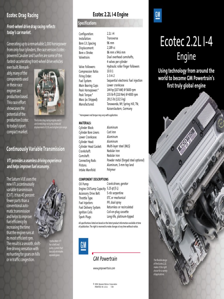 Ecotec | PDF | Inline Four Engine | Engines