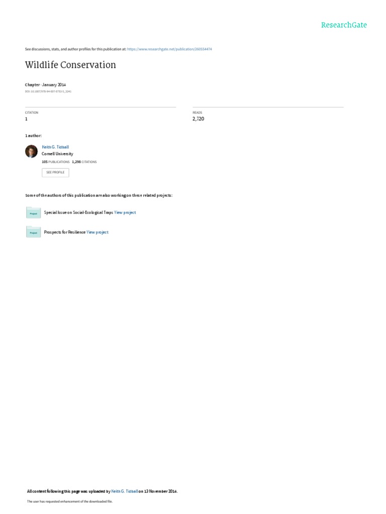 Wildlife Conservation | PDF | Conservation Biology | Conservation (Ethic)