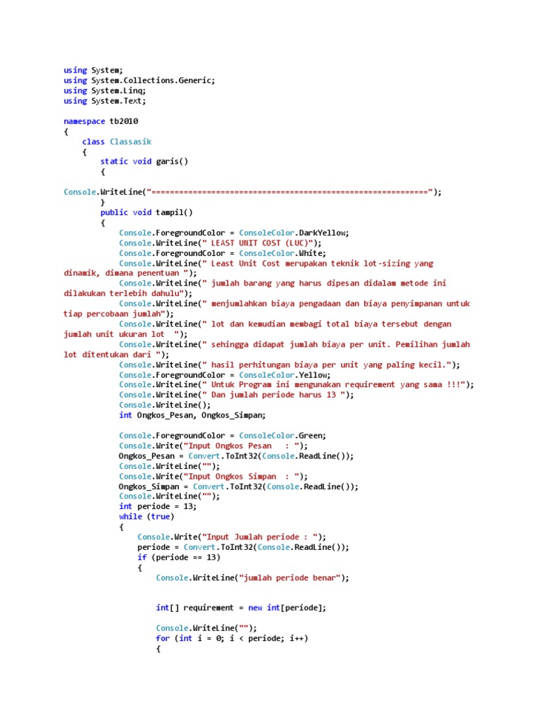 Using Using Using Using Namespace Class Static Void | PDF